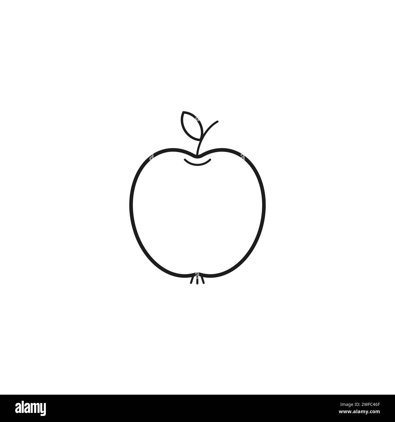 Apple icon in linear style. Single line. Vector illustration. stock ...