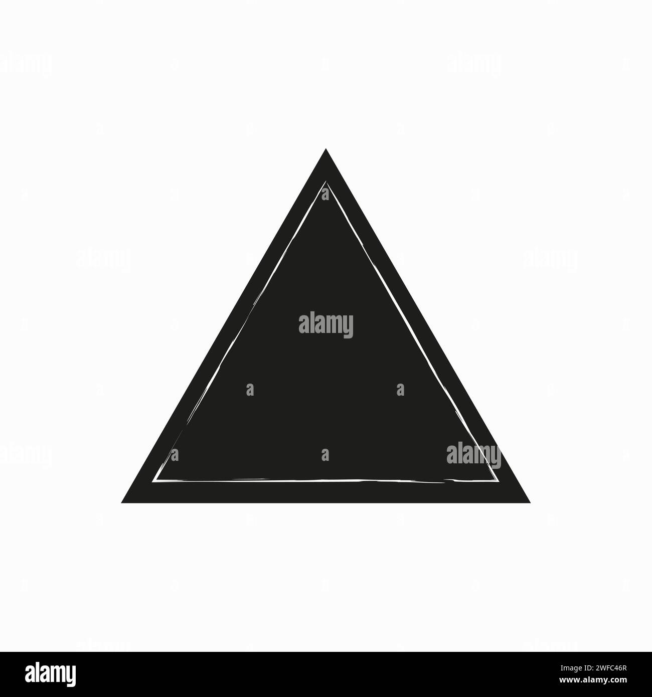 Black triangle icon. Thin white lines. Outline symbol collection ...