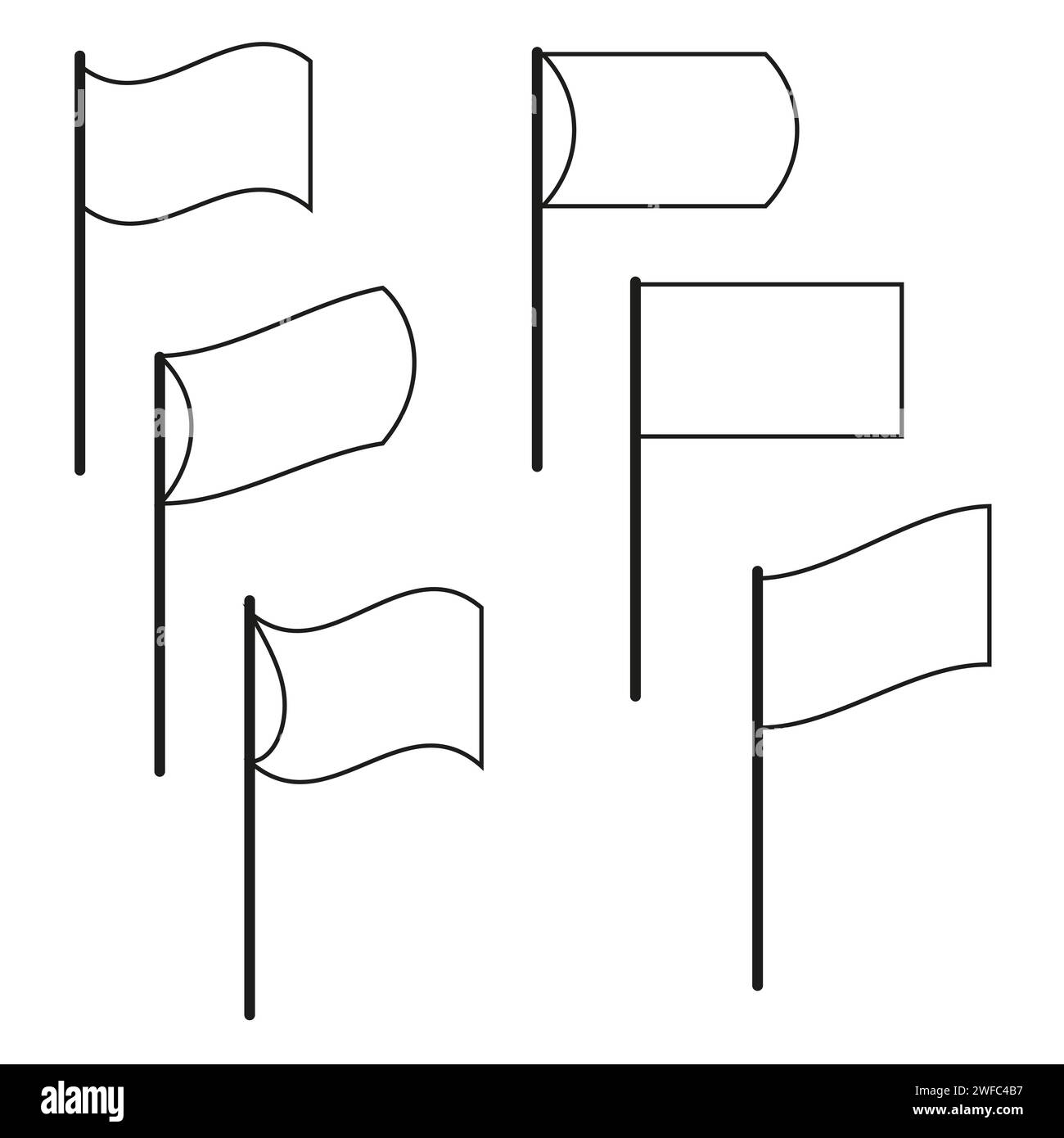 Black set of flags icons. Vector illustration. stock image. EPS 10 ...