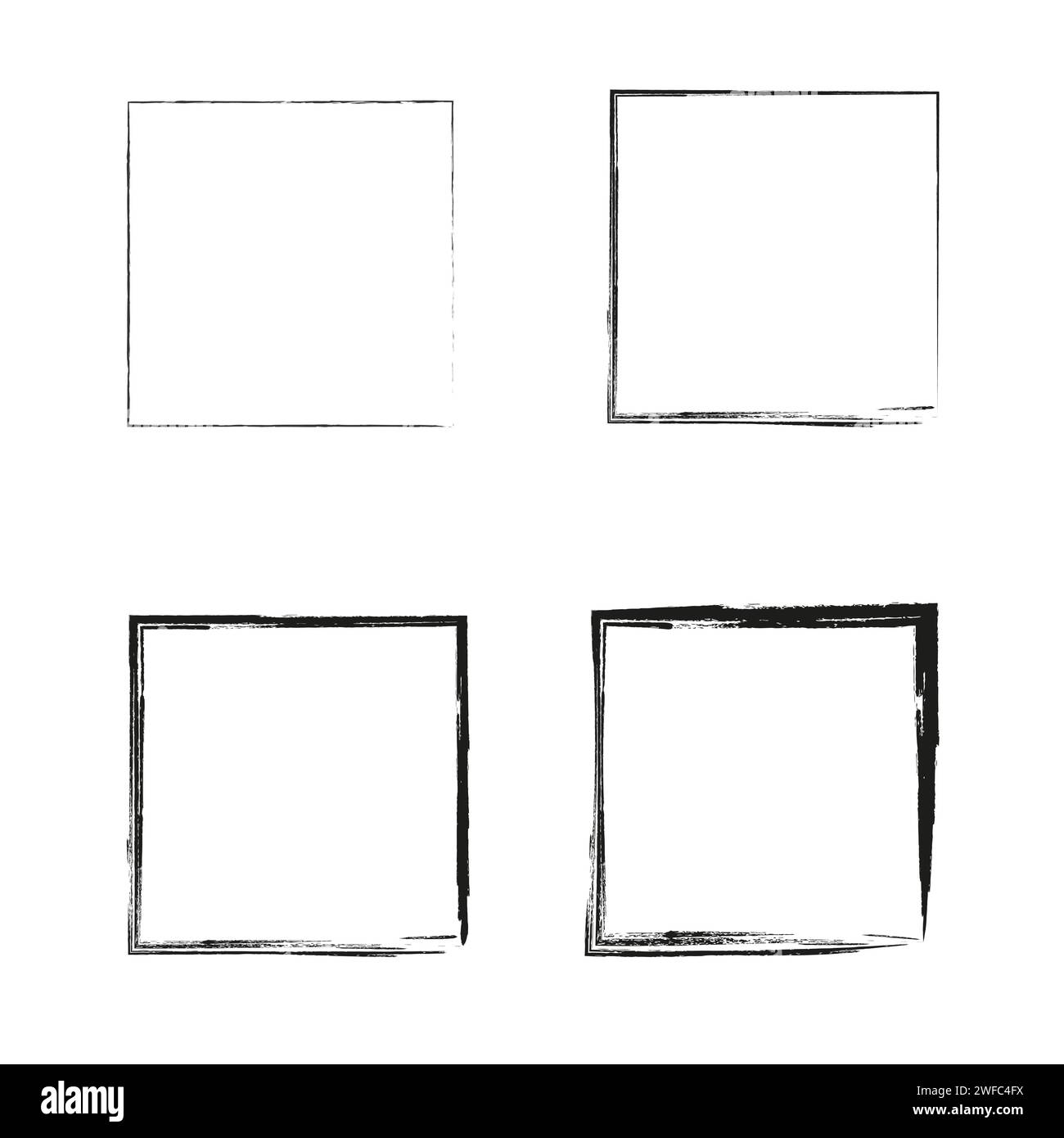 Ink square silhouette icon set. Hand drawn line art square frame ...