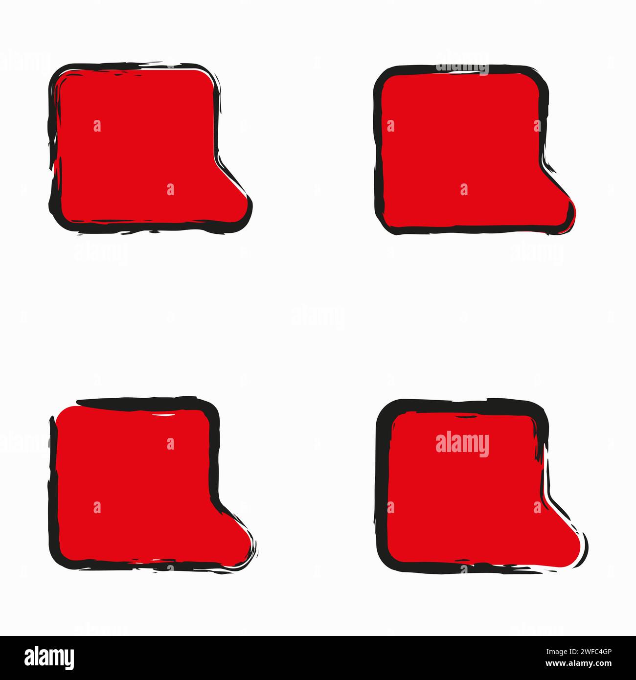 Red square chat icon on white background. Message sign. Freehand simple ...