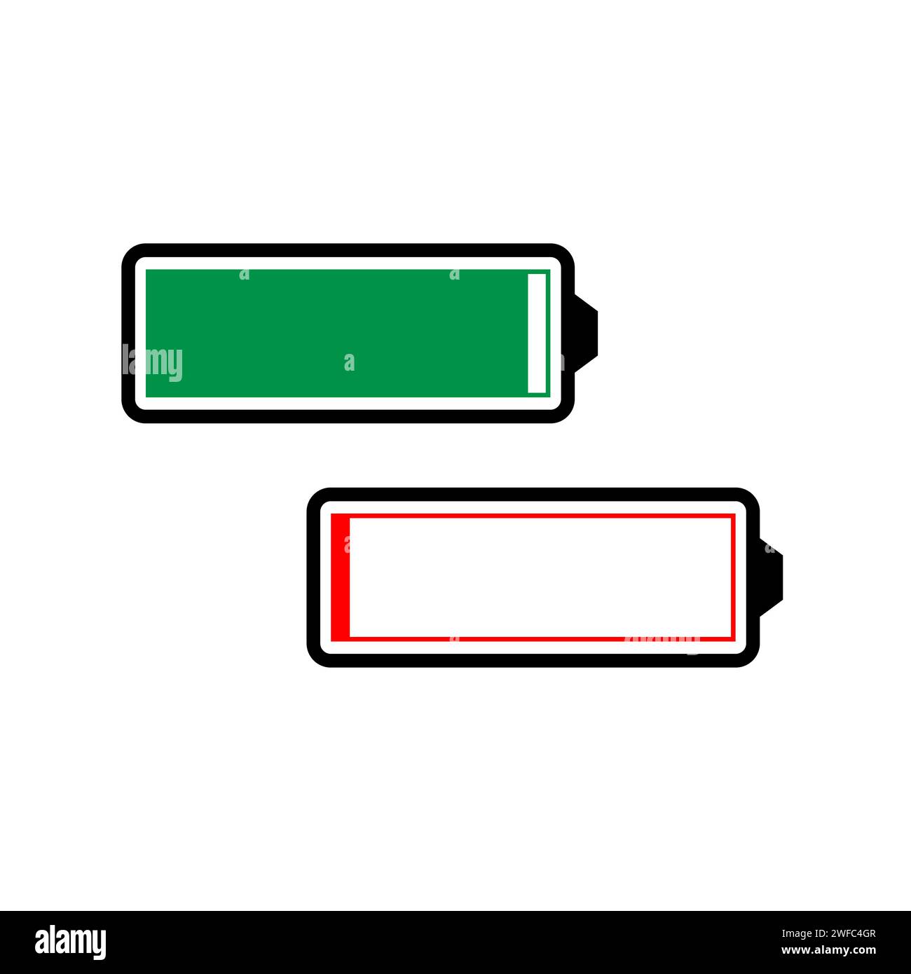green battery icon on white background. Design element. Vector ...
