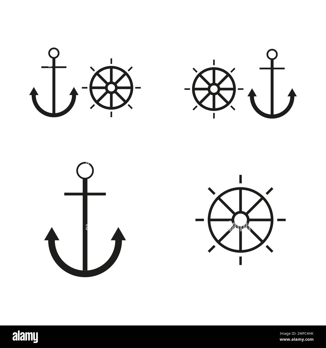 rudder anchor icons. Vector illustration. stock image. EPS 10 Stock ...