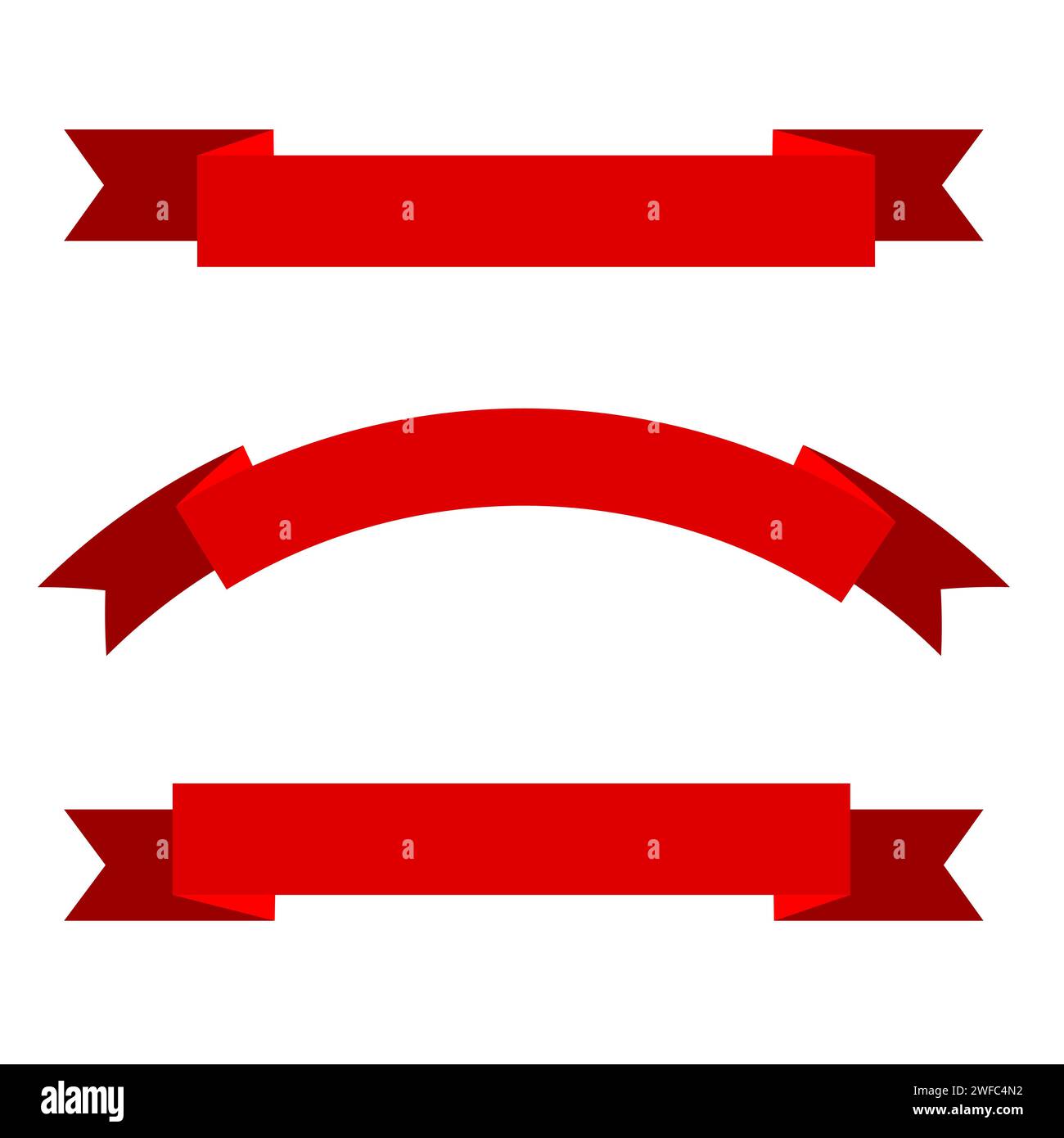Set of red glossy ribbon icon. Holiday gift. Cartoon style. Flat ...