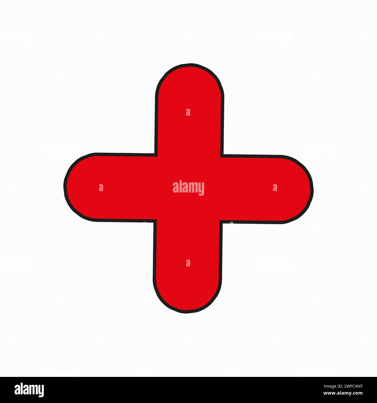 Red plus icon. Mathematical background. Simple flat sign. Line stroke ...