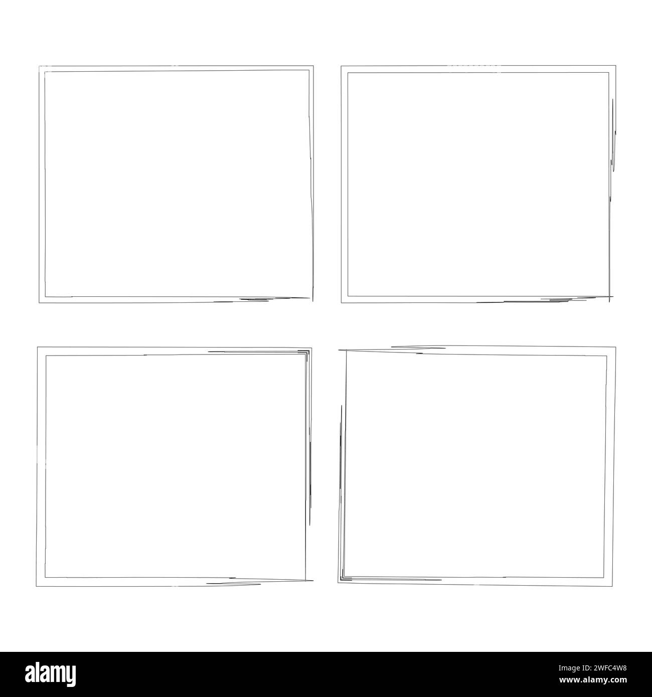 Grunge square frames set. Brush stroke silhouette. Abstract modern. Line background. Vector ...