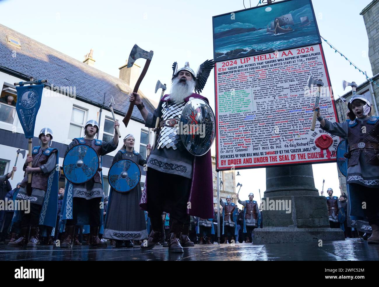 Guizer Jarl Richard Moar leads the Jarl Squad through Lerwick on the ...