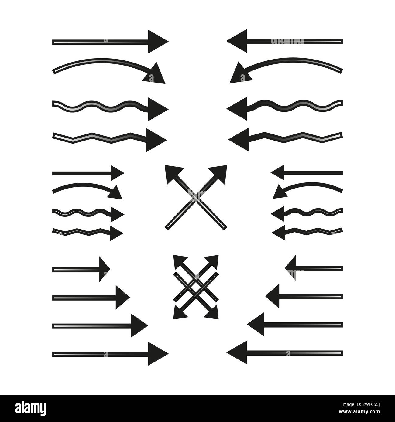 Different arrows. Modern different arrows. Vector illustration. stock ...