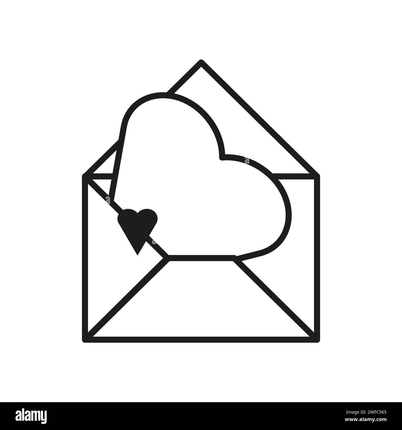 black envelope with heart icon. Business concept. Email icon ...