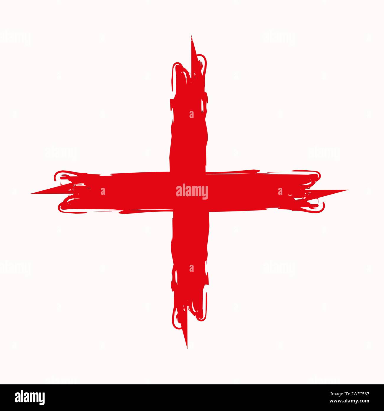 Red plus icon on white background. Paint marker strokes. Math backdrop ...