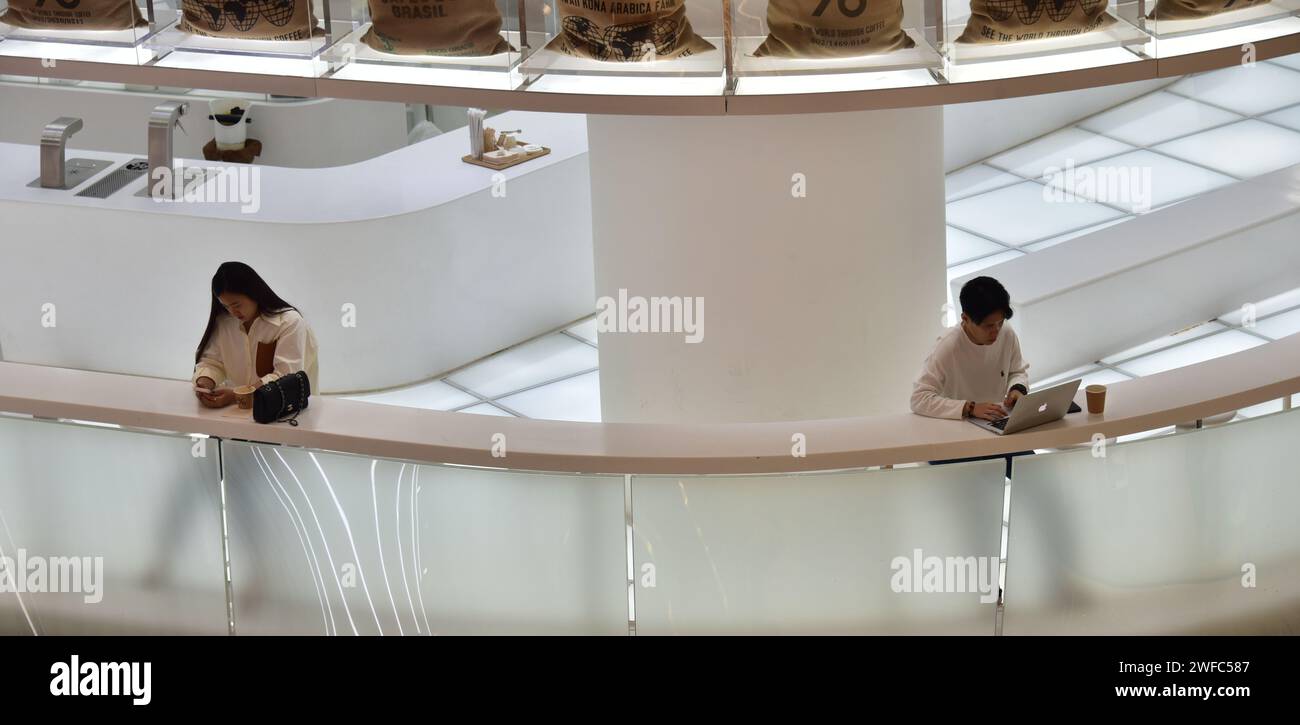 High end shopping mall Iconsiam, Bangkok, Thailand, South East Asia. A ...