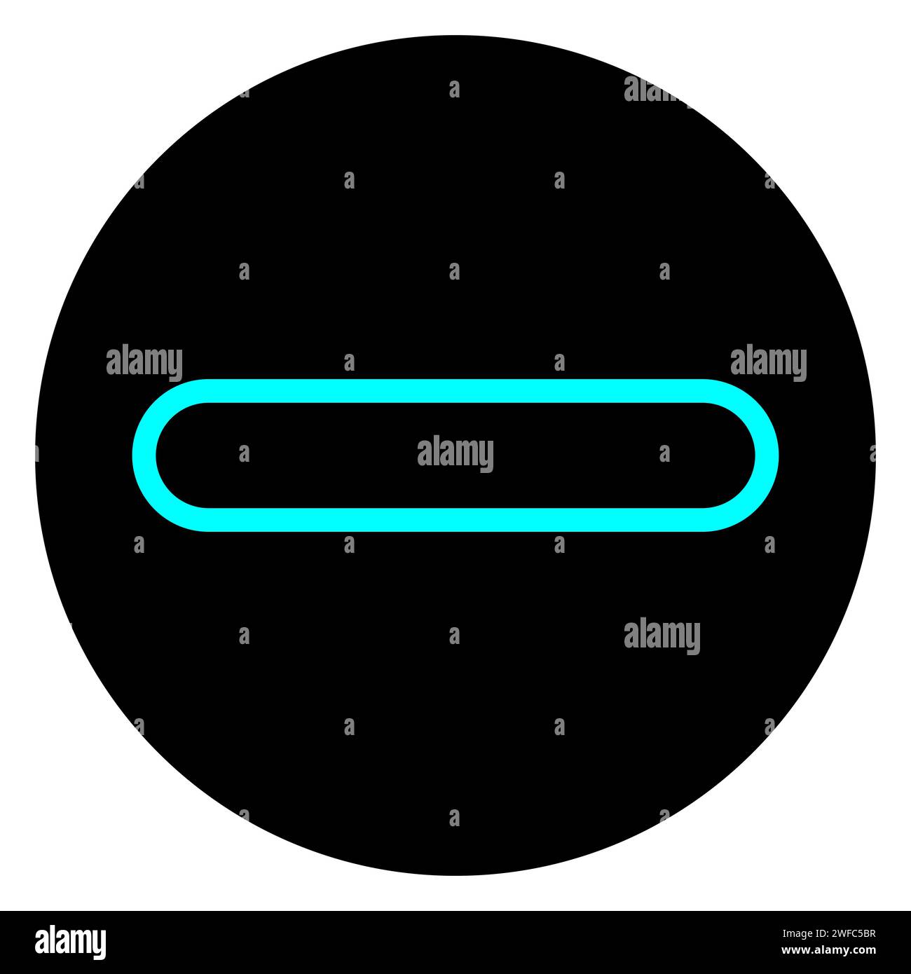 Minus icon in circle. Mathematical element. Turquoise sign in black ...