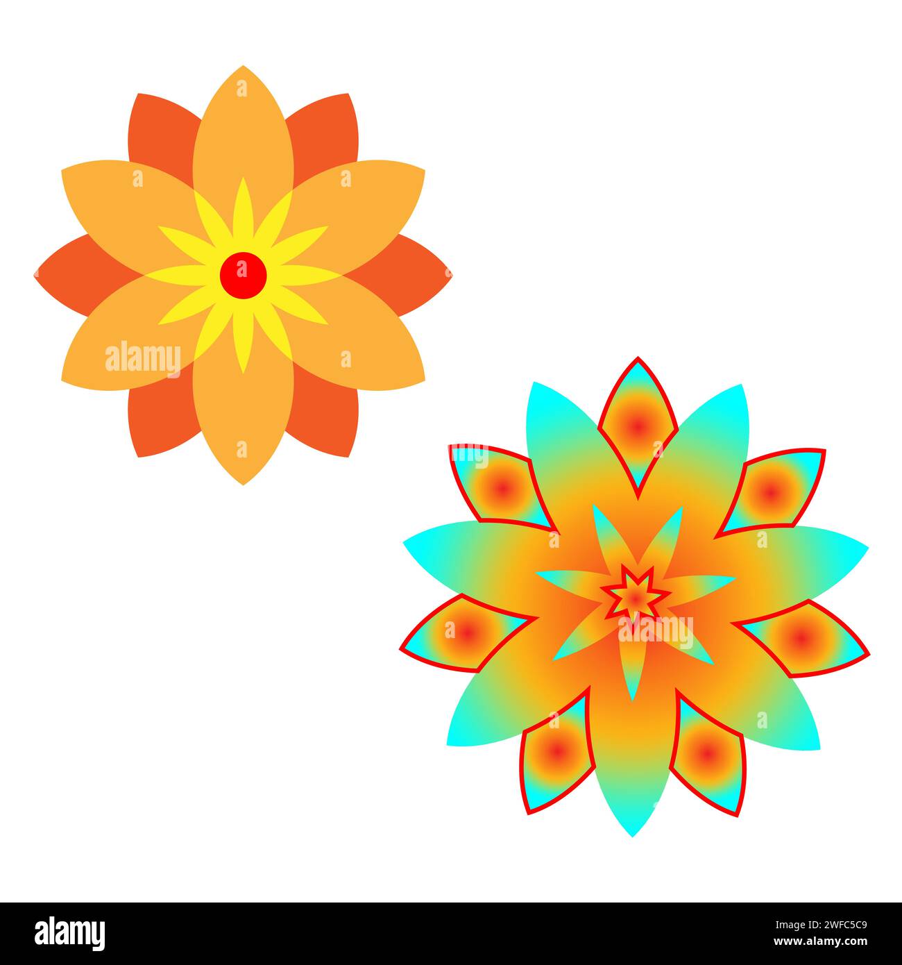 Orange flowers in cartoon style. Mother nature. Nature spring motif ...