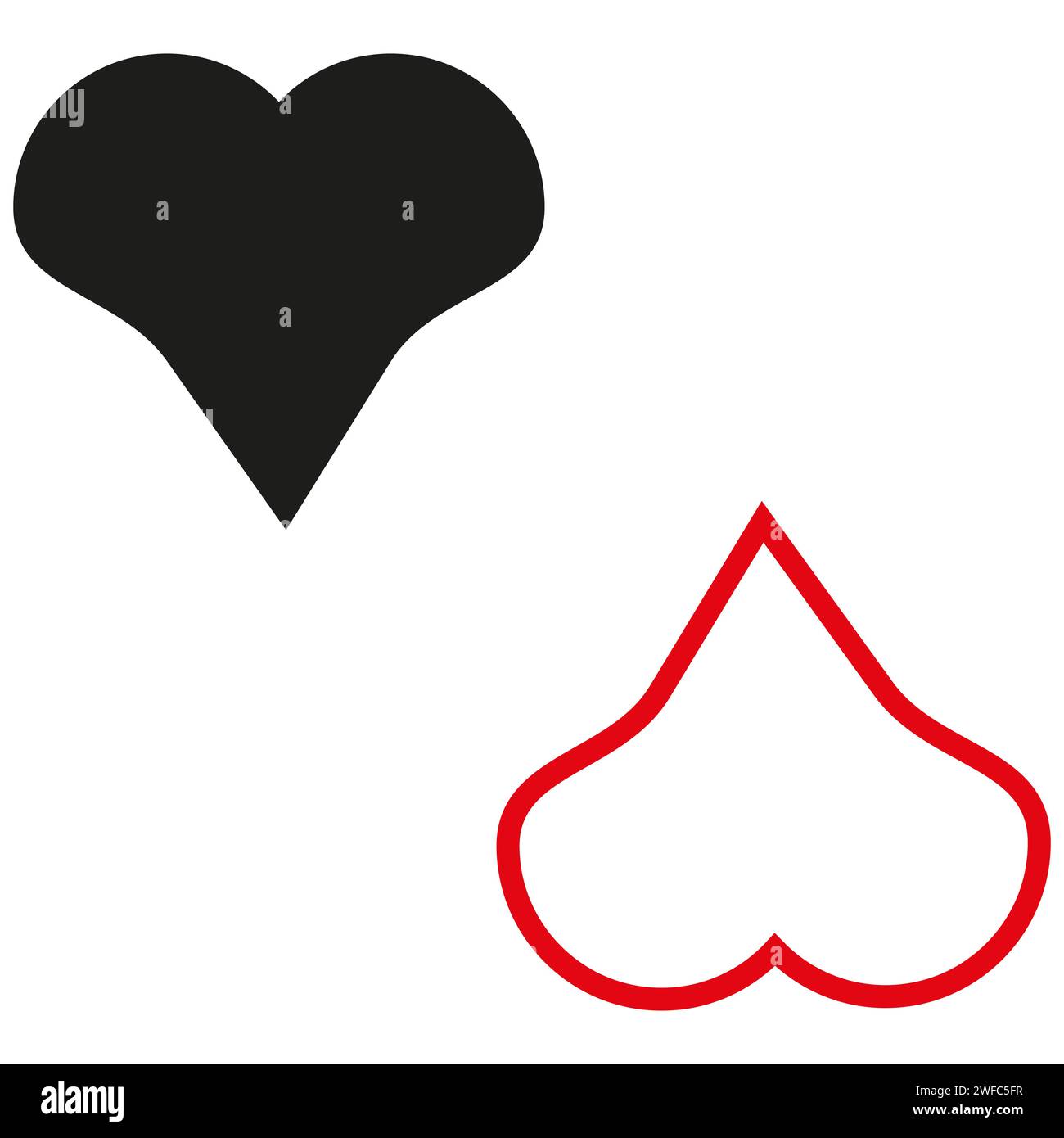 Black and red hearts. Doodle icon set. Scribble love symbol. Cartoon ...