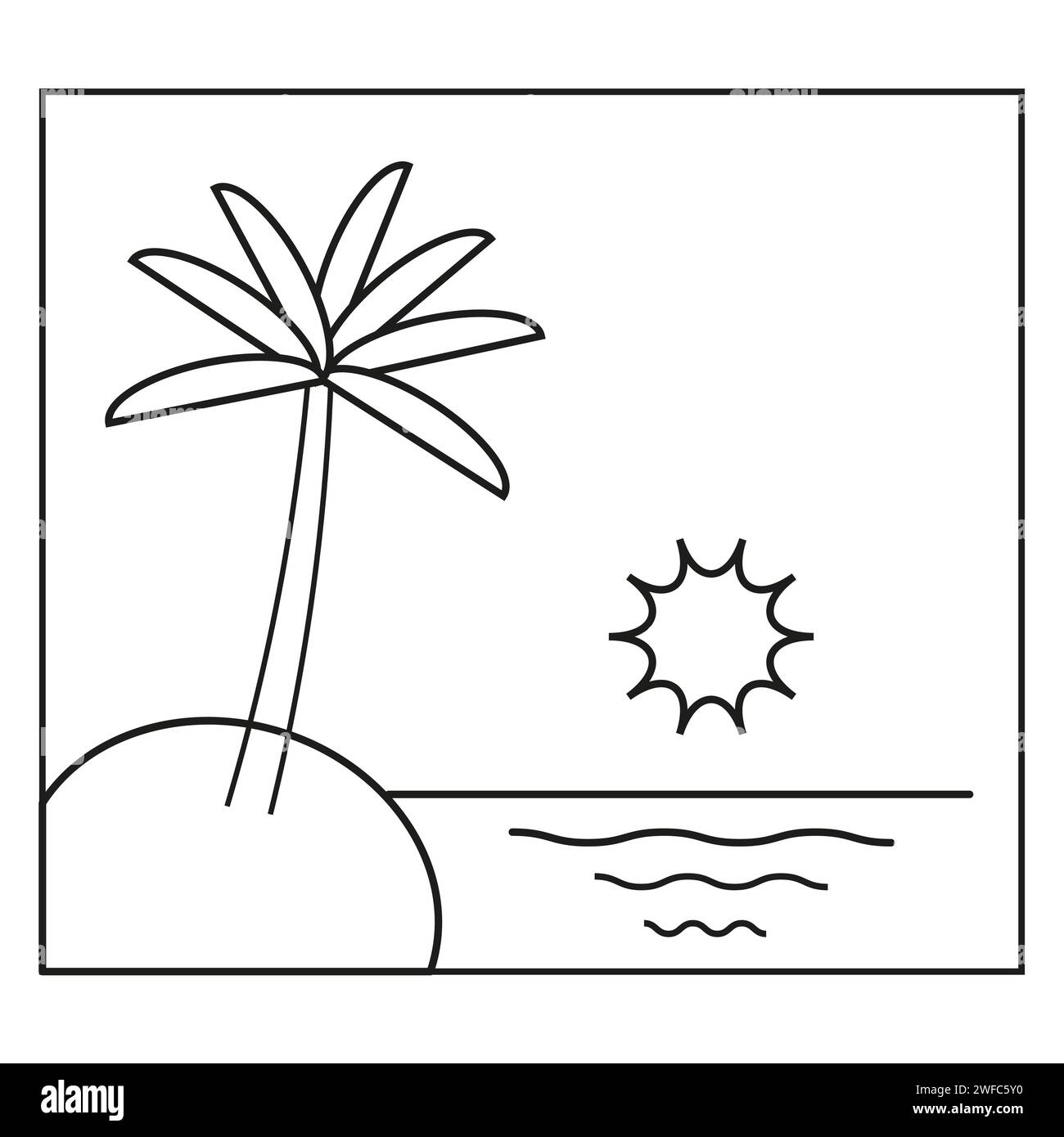 black island sun icon. Summer vacation. Vector illustration. stock ...