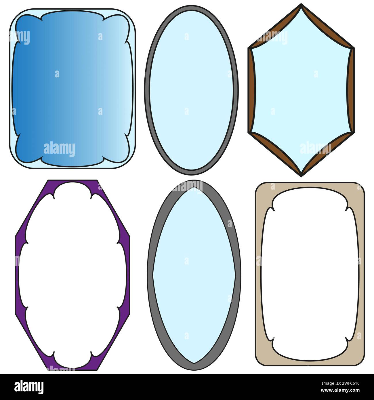 Mirrors of various shapes. Vector illustration. stock image. EPS 10 ...
