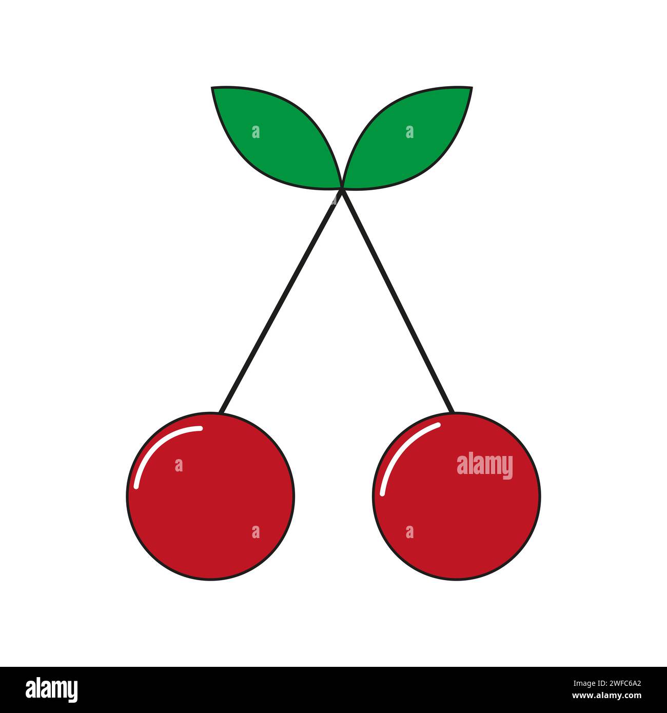 Cherry icon. Colored sign. Food symbol. Summer element. Isolated object ...