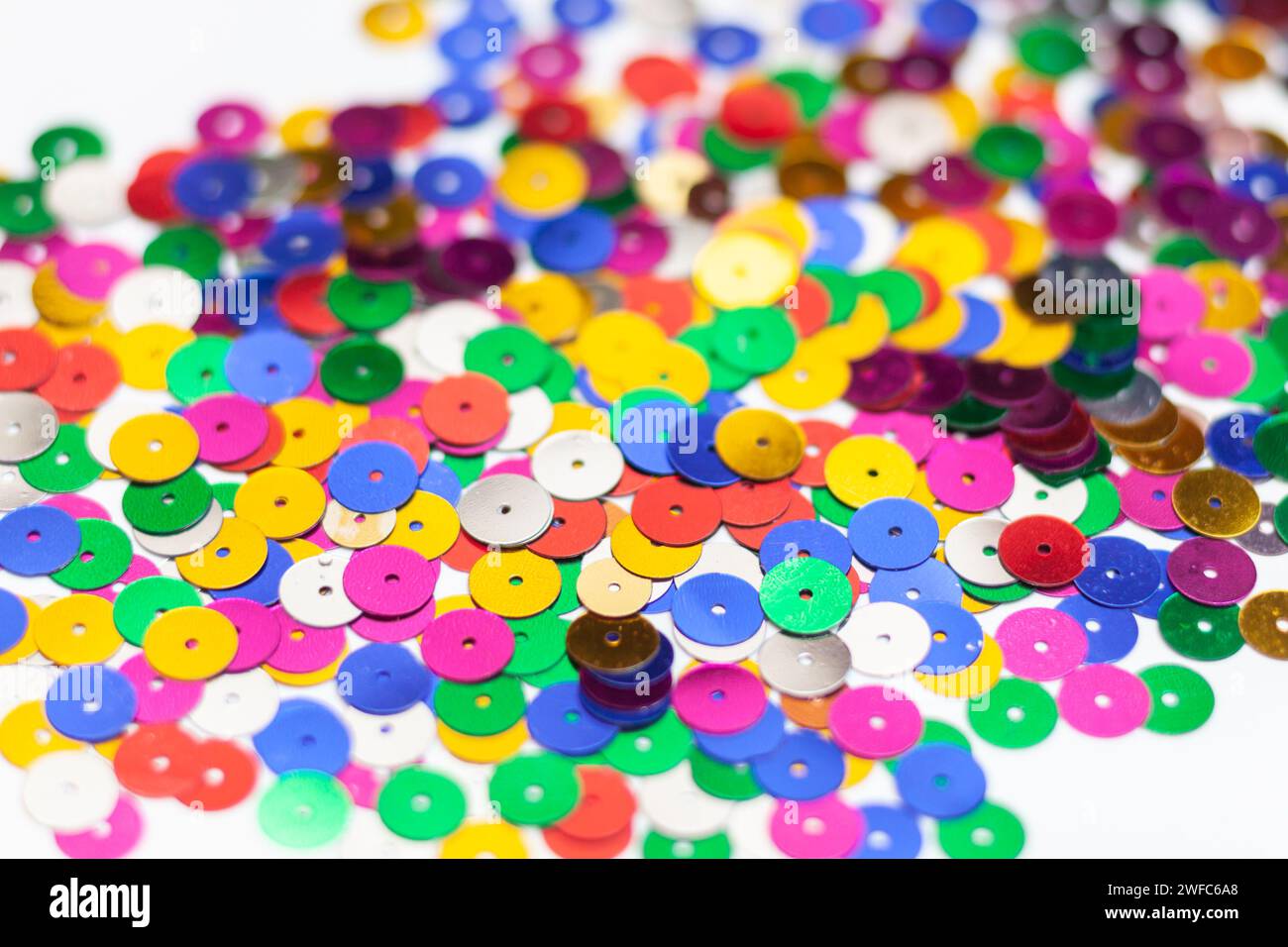 many round confetti isolated on white surface Stock Photo - Alamy