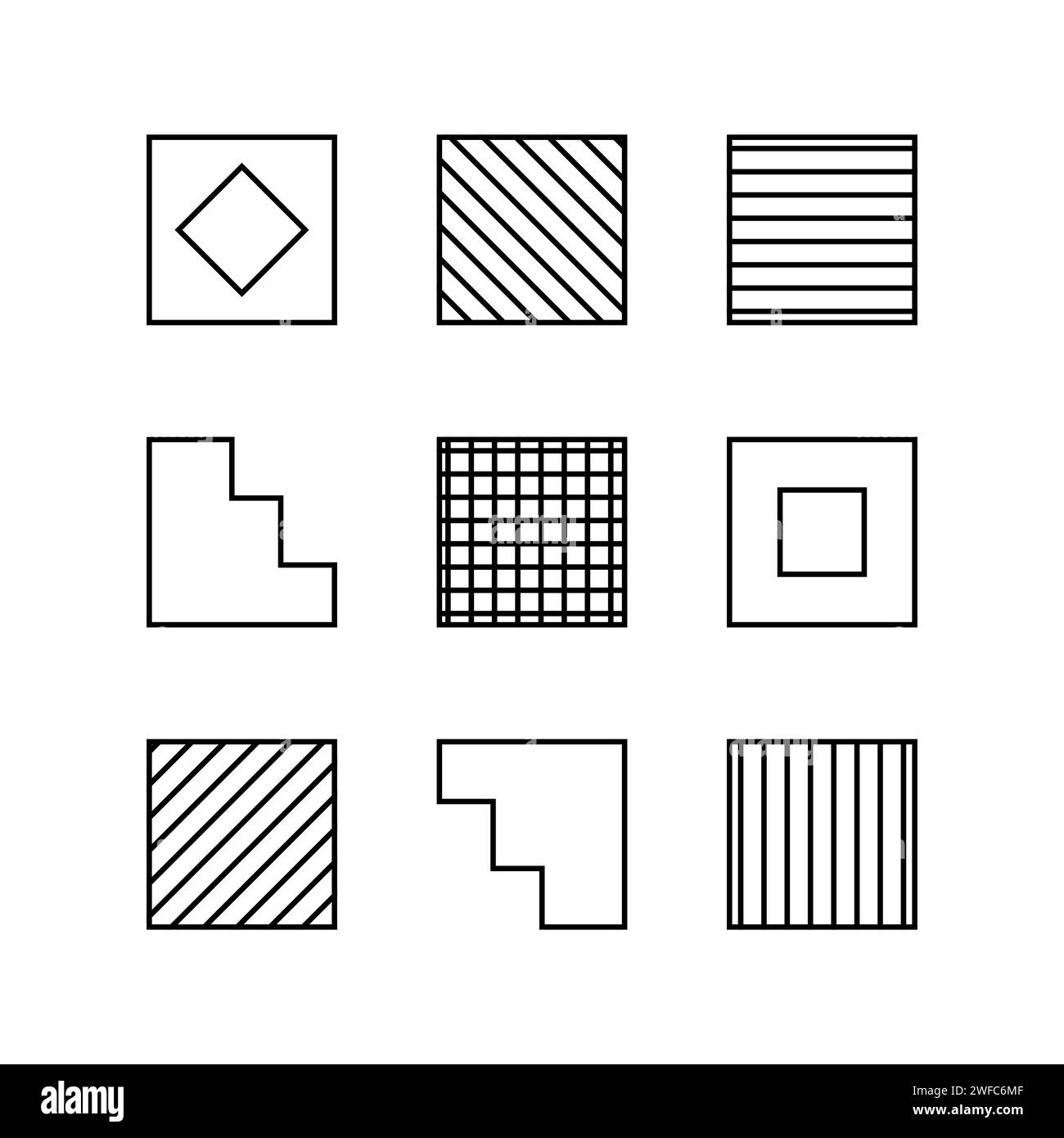 Different squares icons. Tile design. Vector illustration. stock image ...