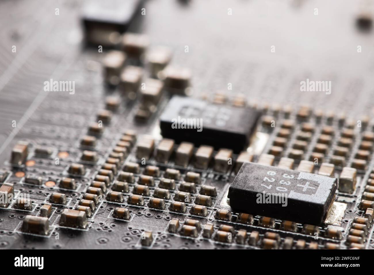 microchip computer graphic card on white background top view Stock ...