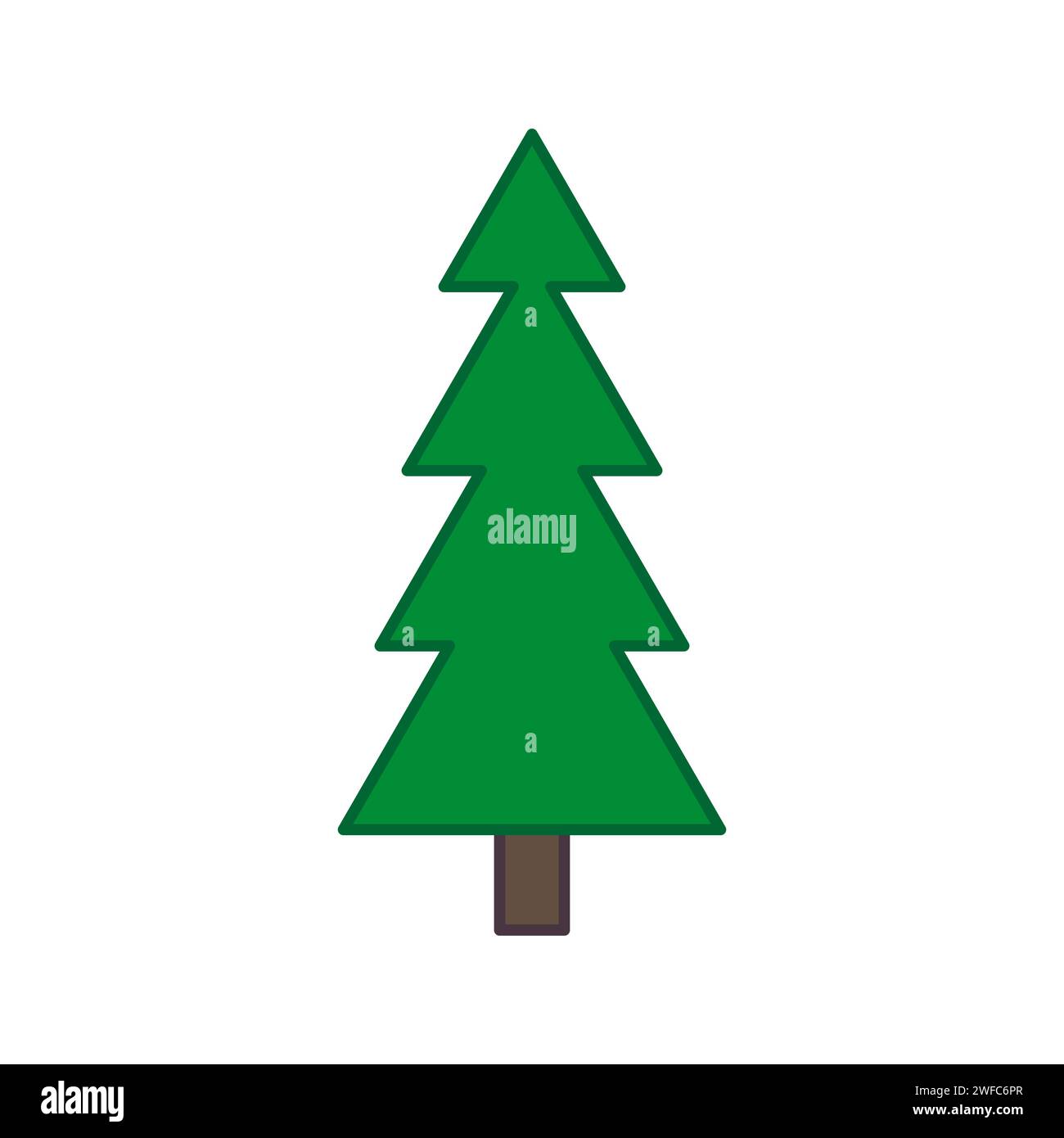 Green fir icon. Christmas symbol. Evergreen tree. Flat logo. Nature ...