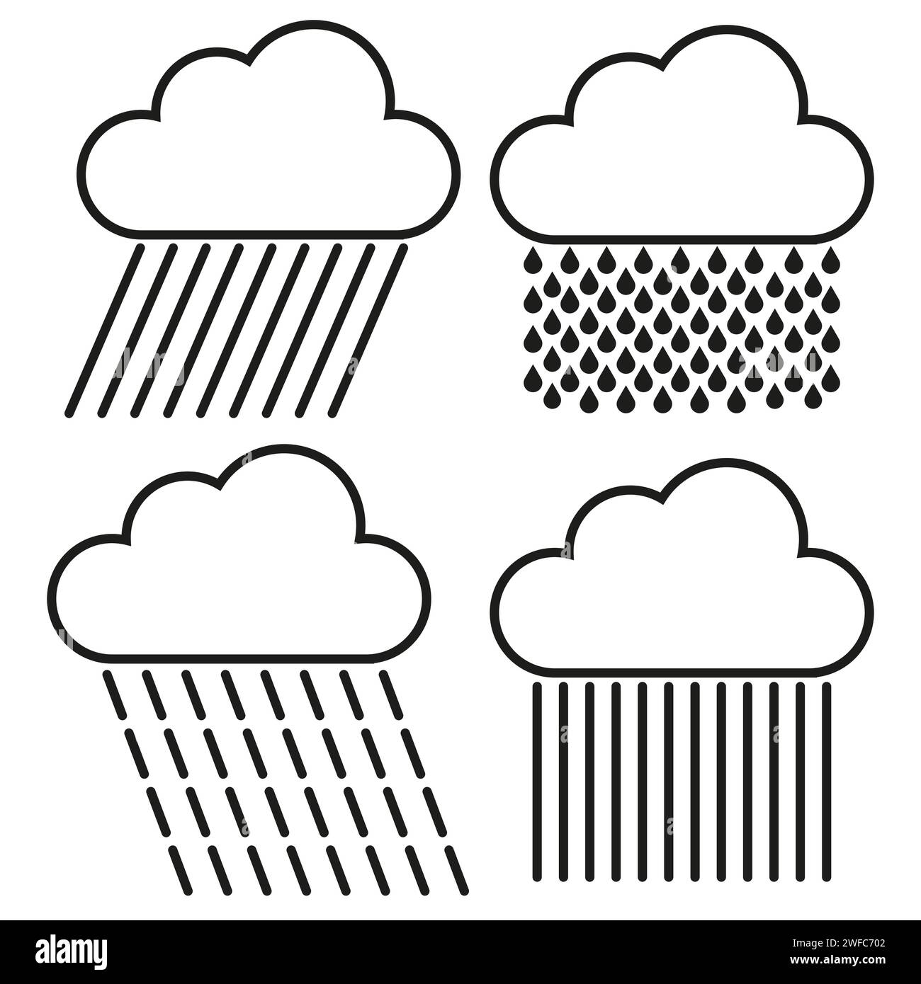 Collection with clouds rain icons. Cloud collection. Graphic element ...
