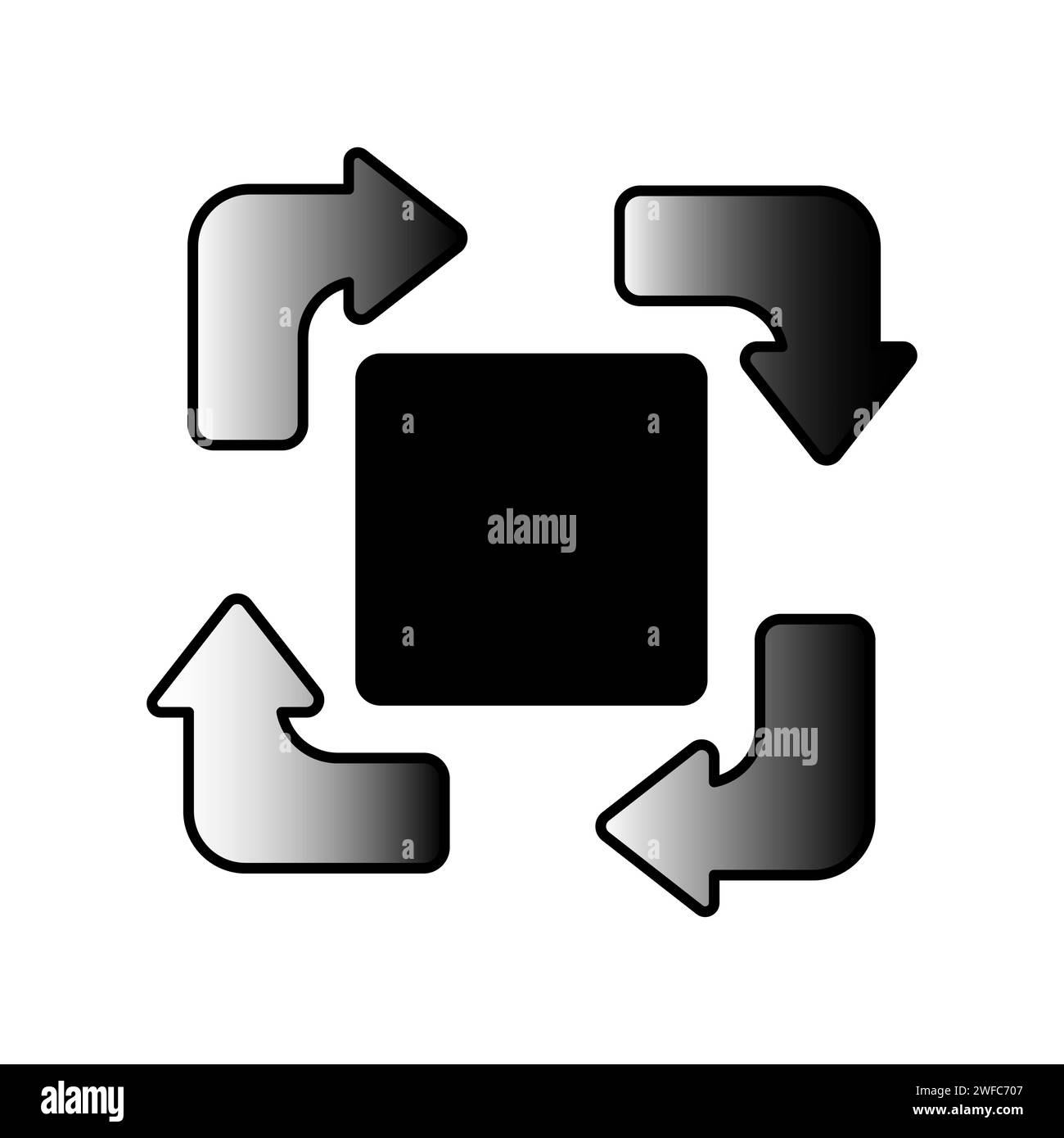 Arrows around the square. Business strategy. Reload symbol. Vector ...