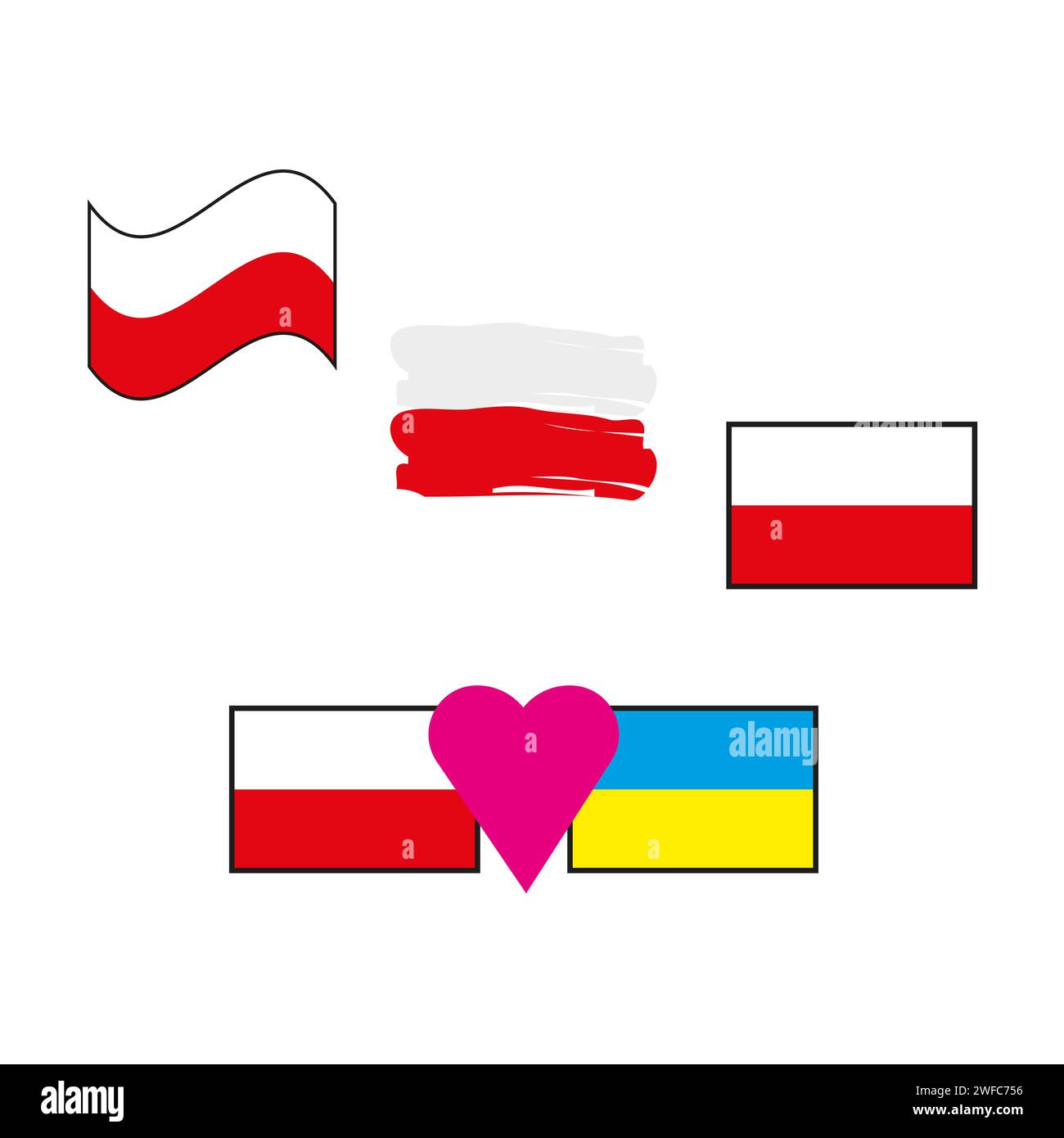 Poland ukraine flags. Travel concept. Peace symbol. Vector illustration ...
