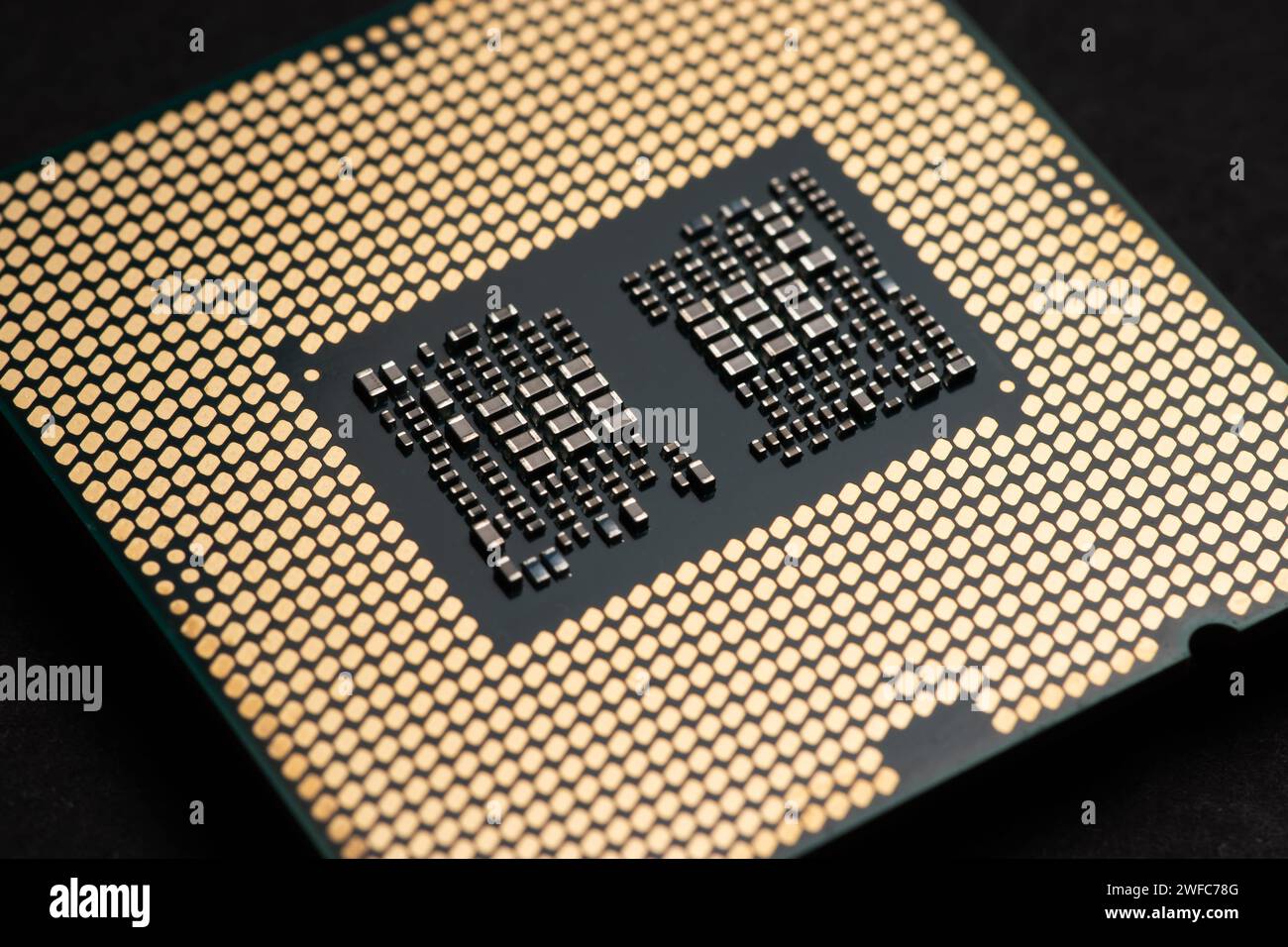 Closeup CPU or Central Processing Unit from motherboard, macro shot ...