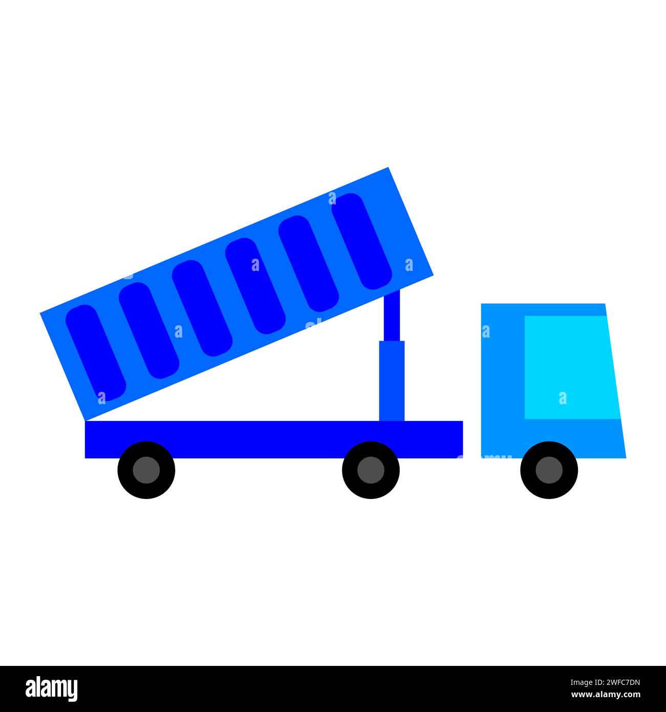 Blue truck icon. Lorry sign. Automobile logotype. Cartoon kid style. Flat art design. Vector ...