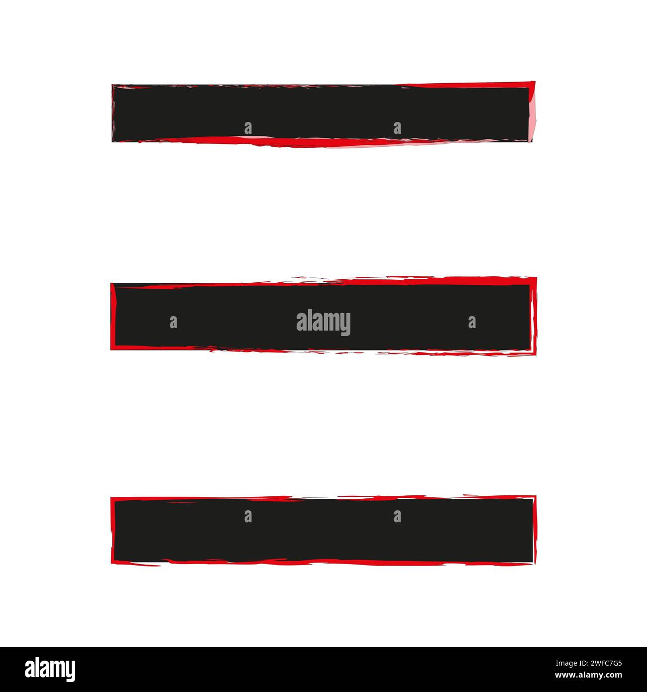 Black horizontal fat lines. Red frame. Ink design elements. Freehand ...