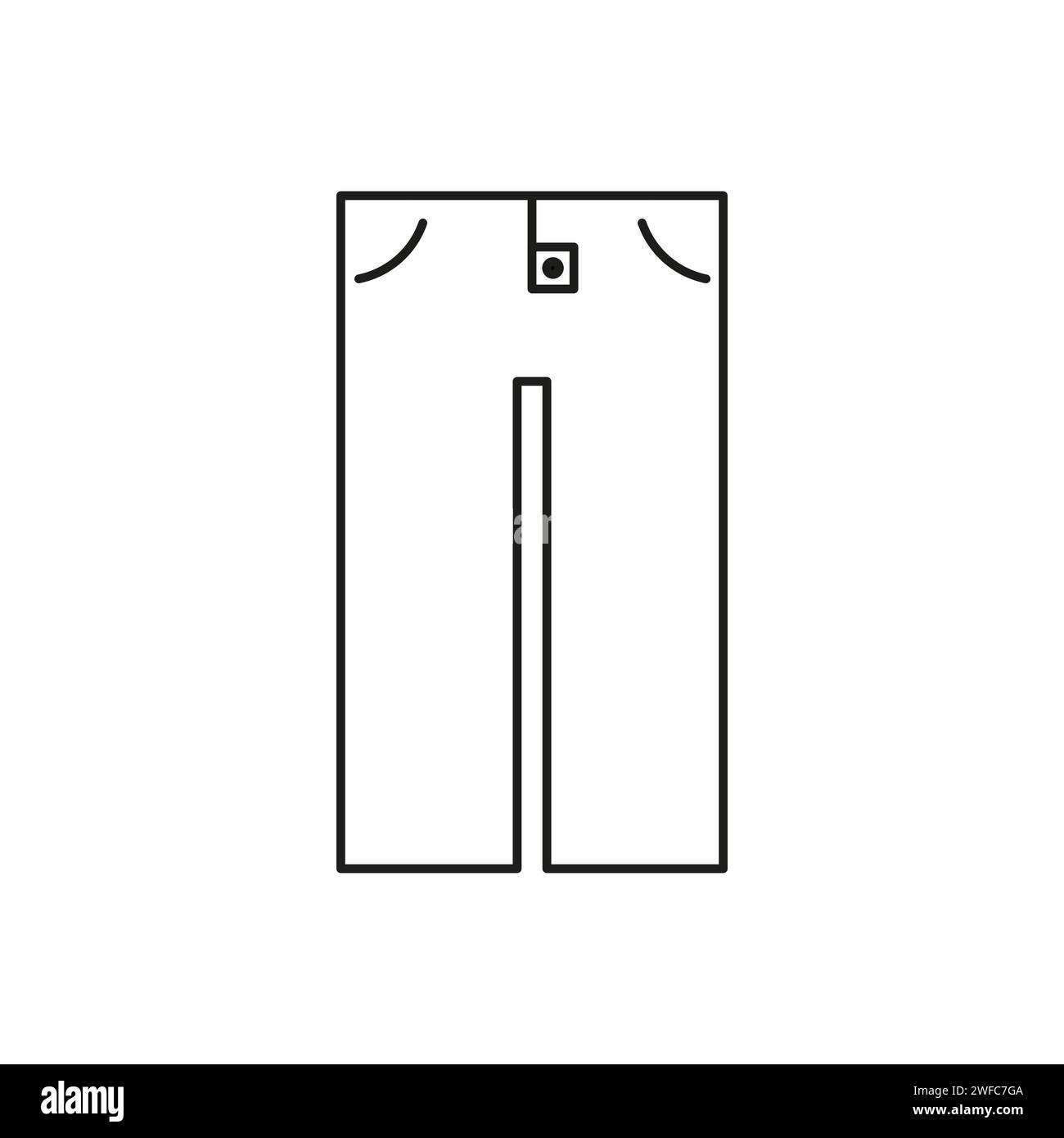 Trouser icon. Jeans sign. Fashion design. Silhouette shape. Outline ...