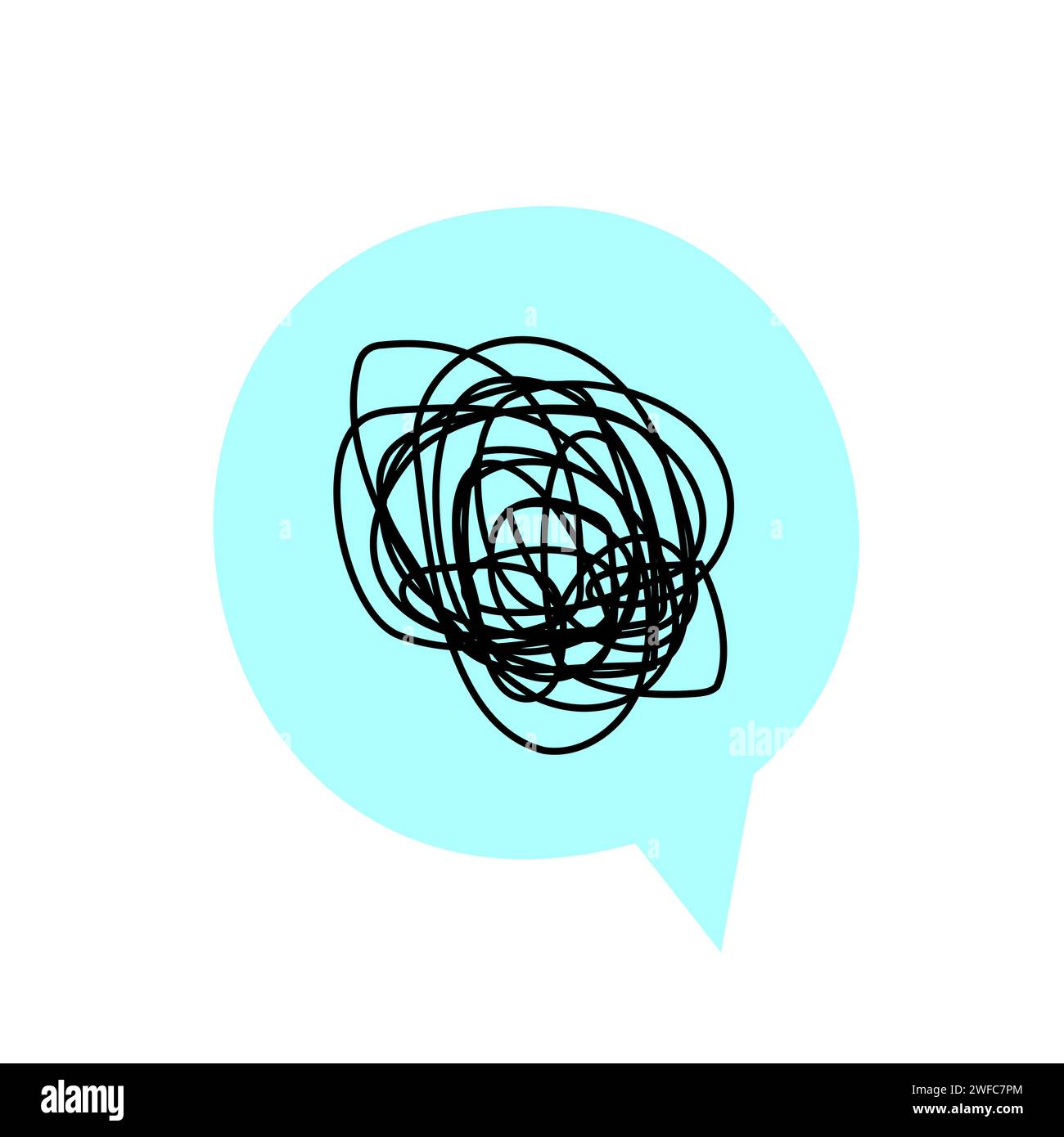 Round blue dialogue icon. Doodle art. Idea sign. Communication concept ...