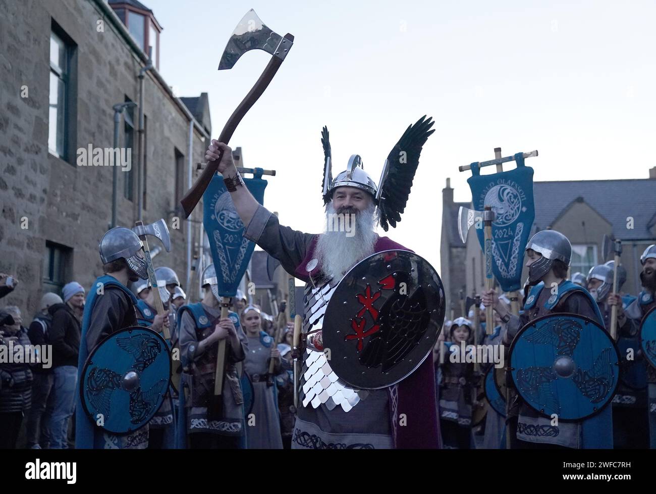 Guizer Jarl Richard Moar leads the Jarl Squad through Lerwick on the ...