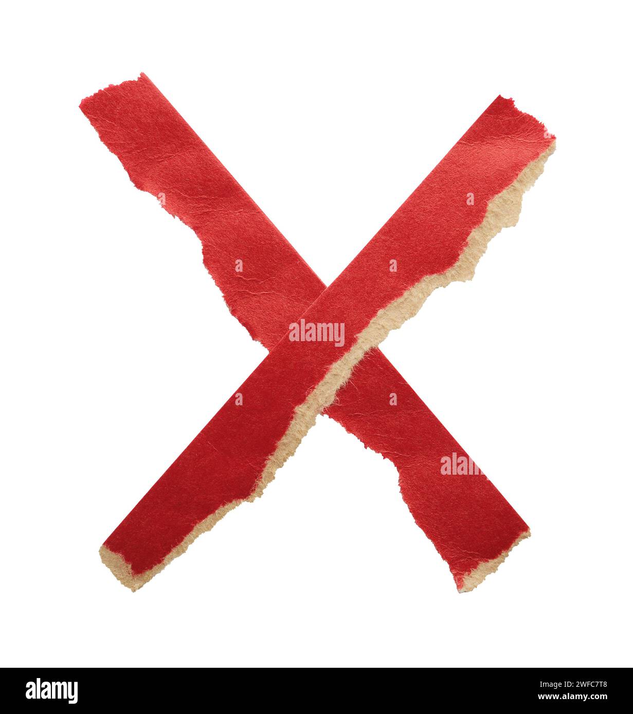 Adhesive red paper X shaped tape cut out on white background Stock ...