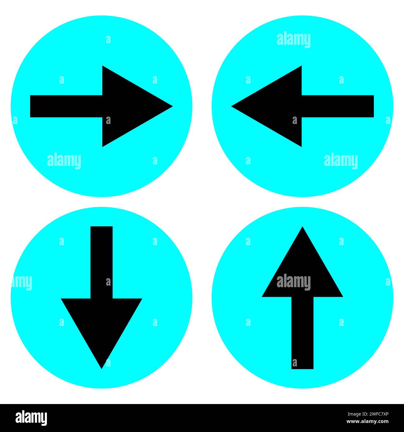 Different direction arrows icon. Four sign. Black element. Blue circle ...