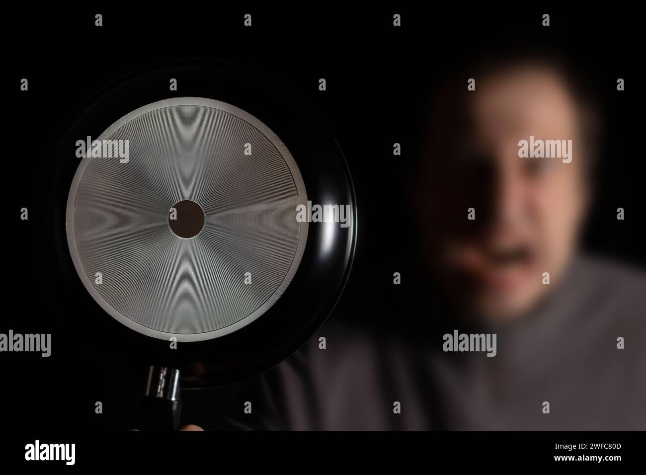 Photo of crazy angry mad outraged man hold kitchen pan Stock Photo - Alamy