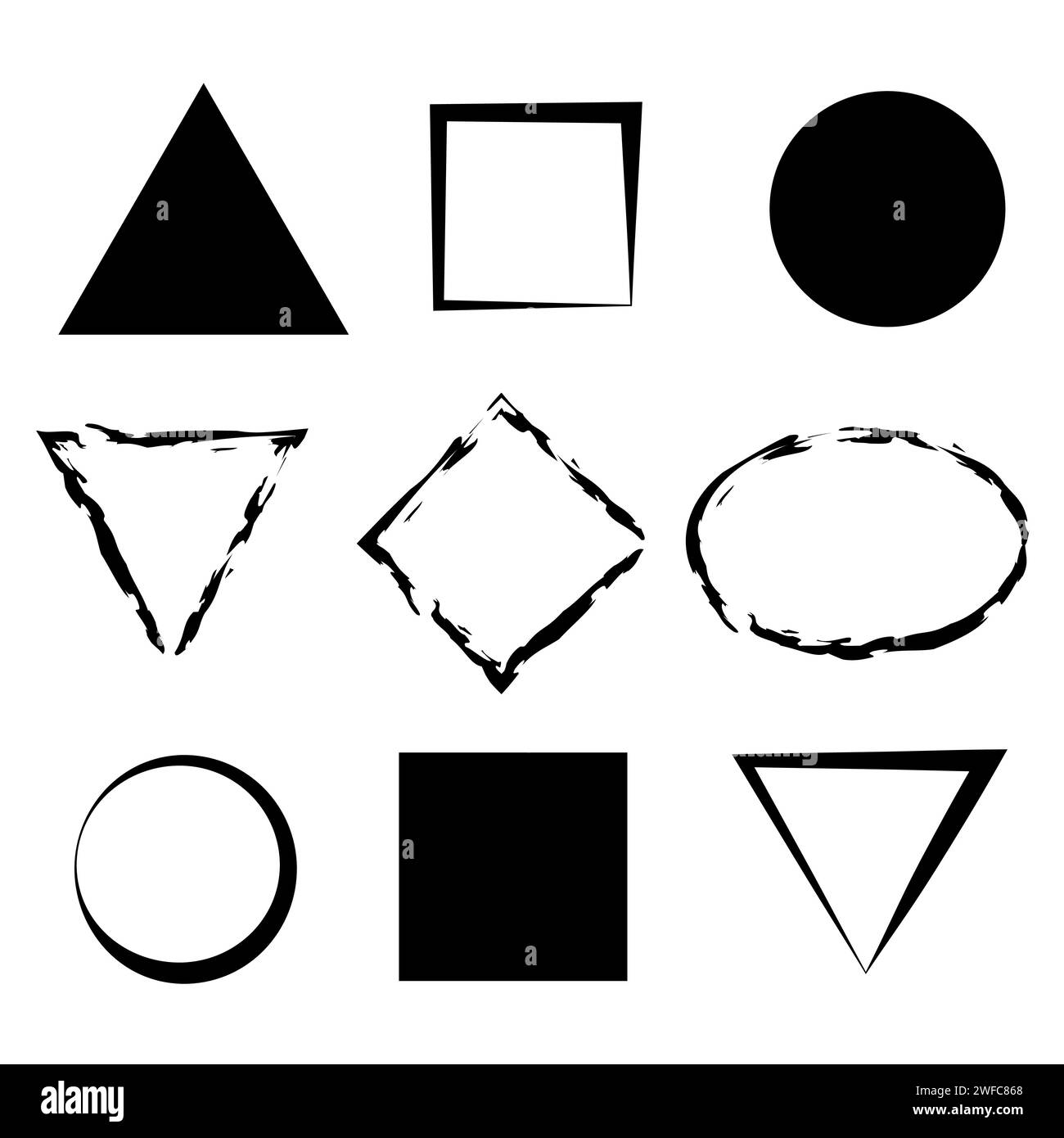 black geometric brush shapes. Brush texture. Geometric art. Line art ...