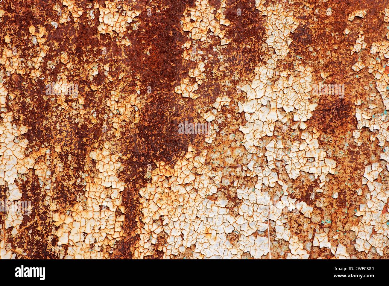 Rusted white painted metal wall. Rusty metal background with streaks of ...