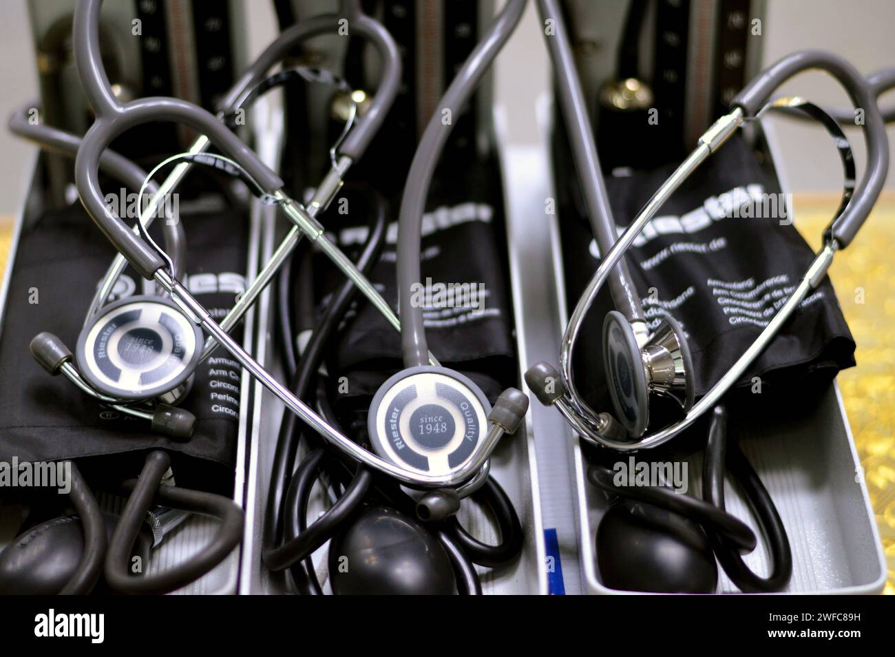 Cairo, Egypt, January 20 2024: Riester blood pressure monitor gauge ...