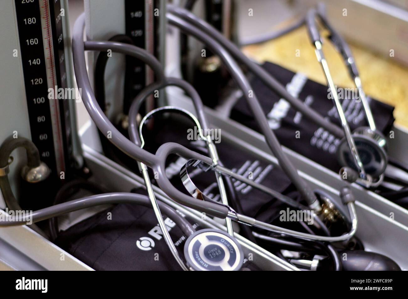 Cairo, Egypt, January 20 2024: Riester blood pressure monitor gauge ...