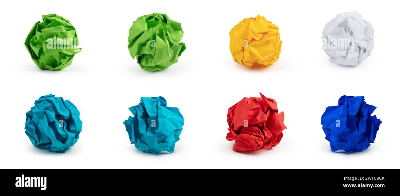 Collection of colorful paper ball on white background Stock Photo - Alamy