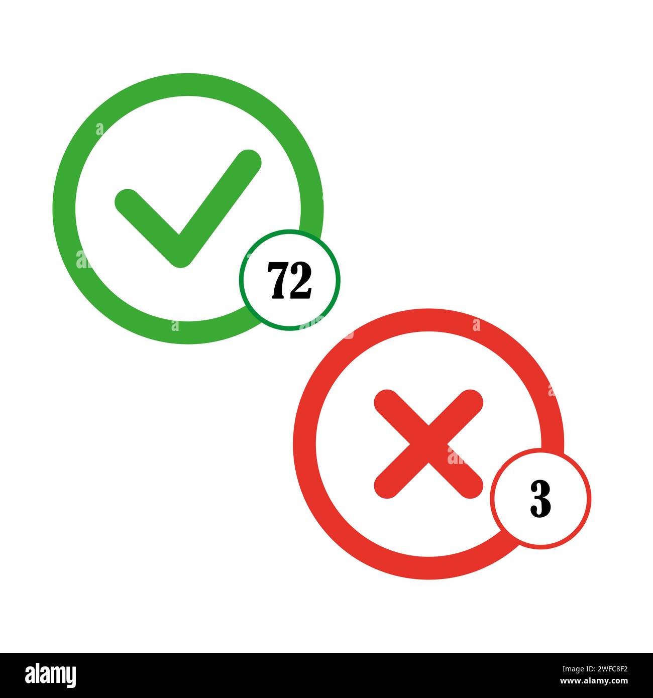 Flat cross tick numbers for web design. Graphic element. Vector ...