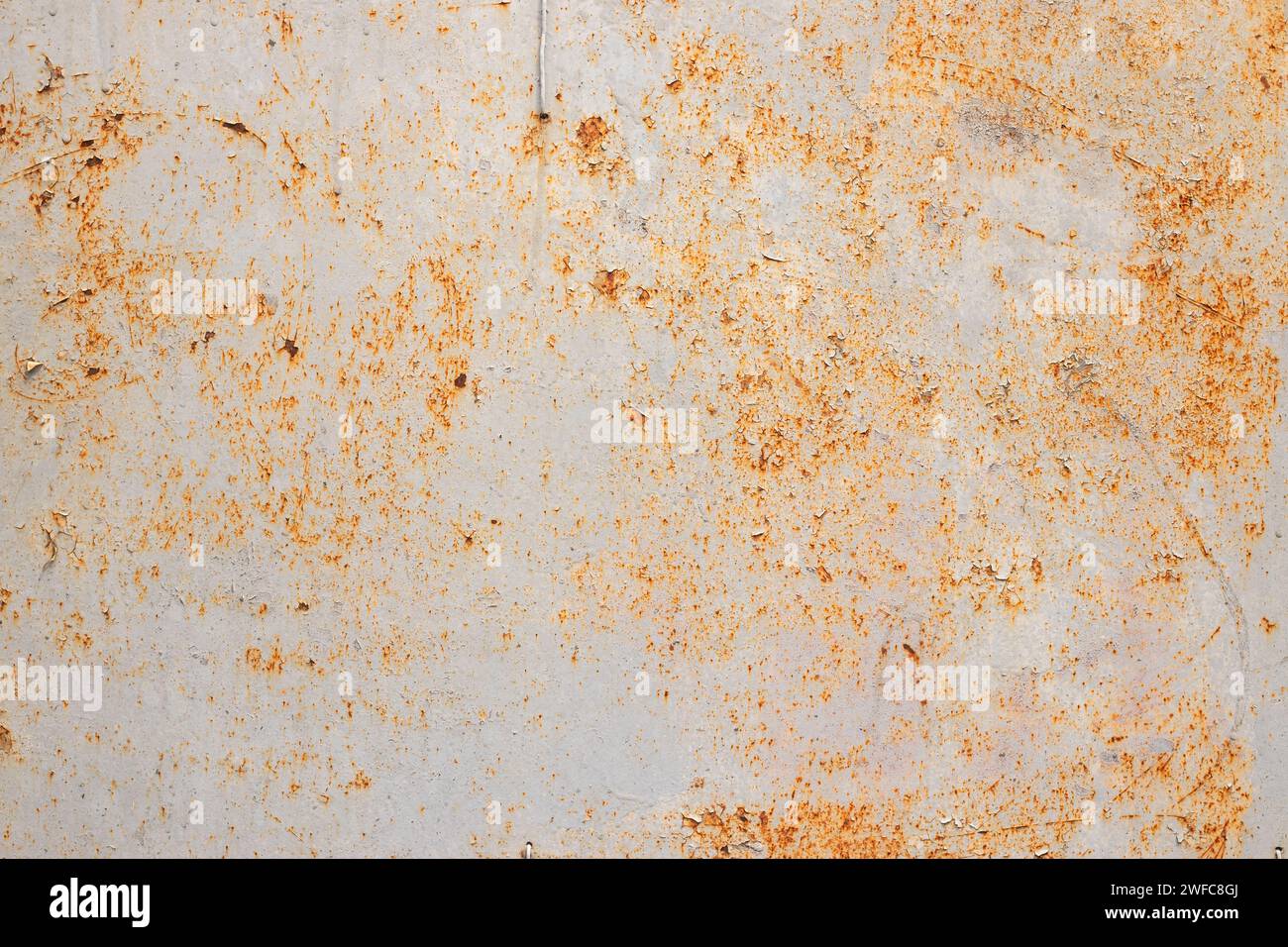 Rusted white painted metal wall. Rusty metal background with streaks of ...