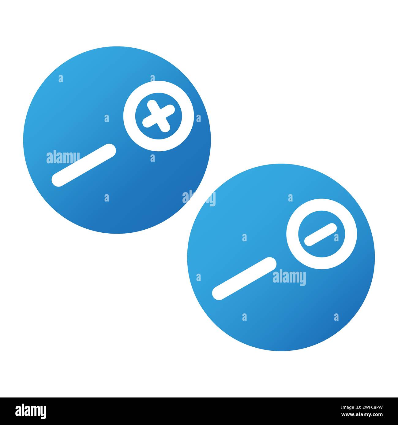 Magnifying glasses icons. Zoom buttons. Magnifying glasses plus minus. Vector illustration. EPS ...