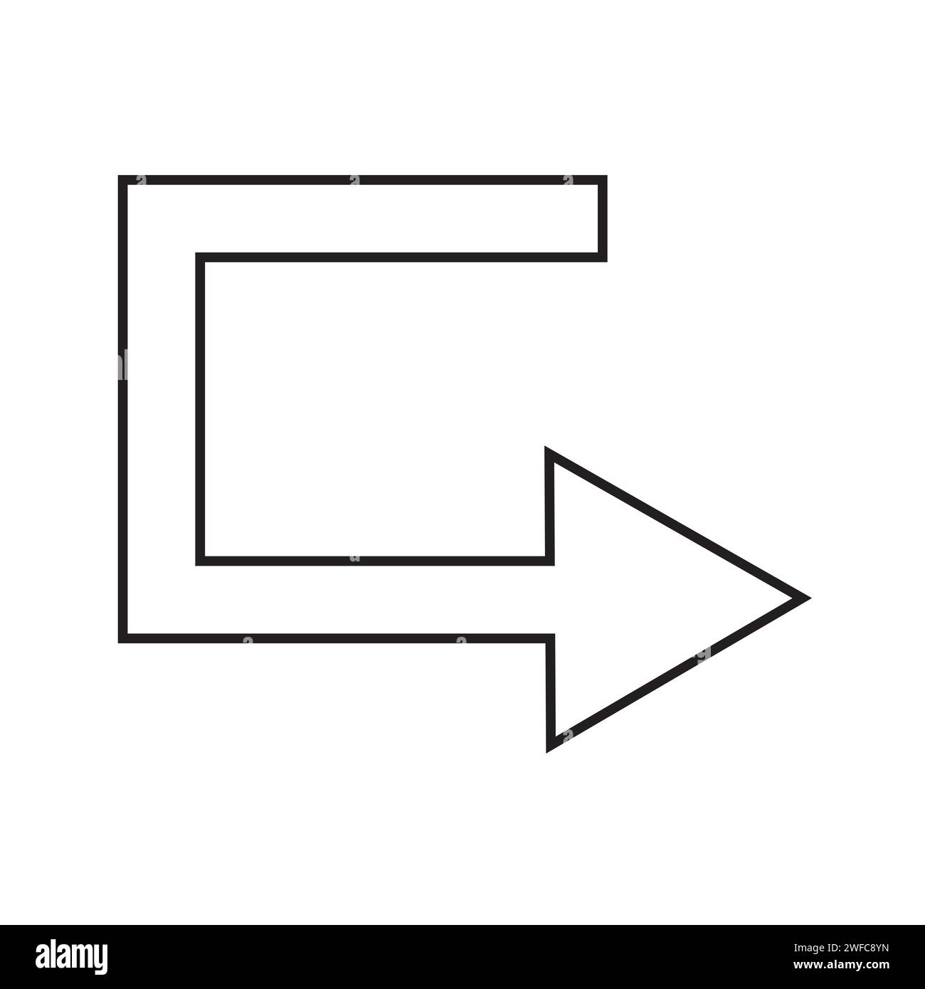 Angular arrow icon. Corner element. Outline sign. Simple art design. Business concept. Vector ...