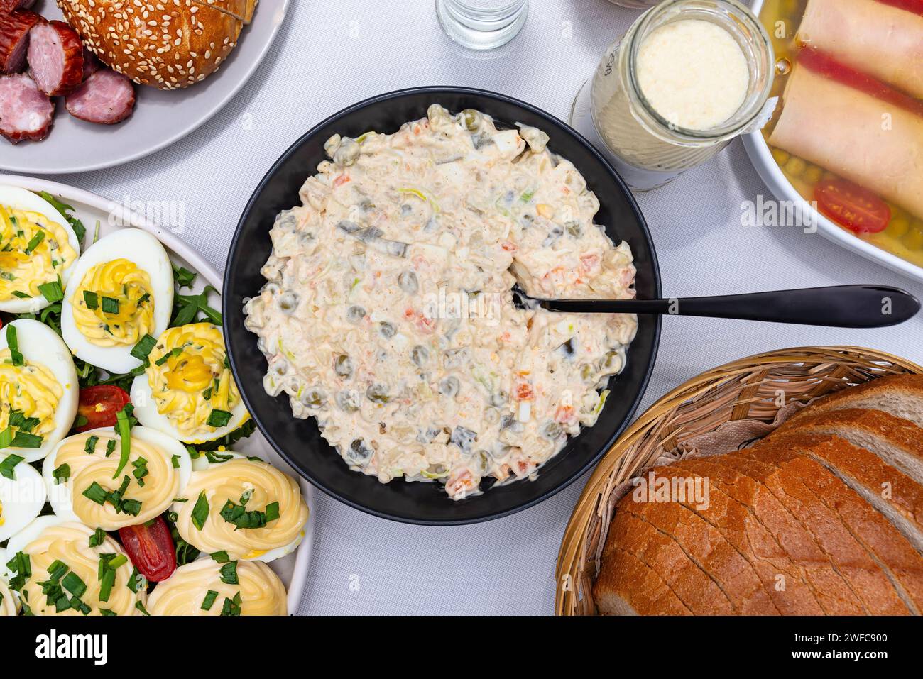 Traditional dishes from Poland for Easter breakfast, visible vegetable ...
