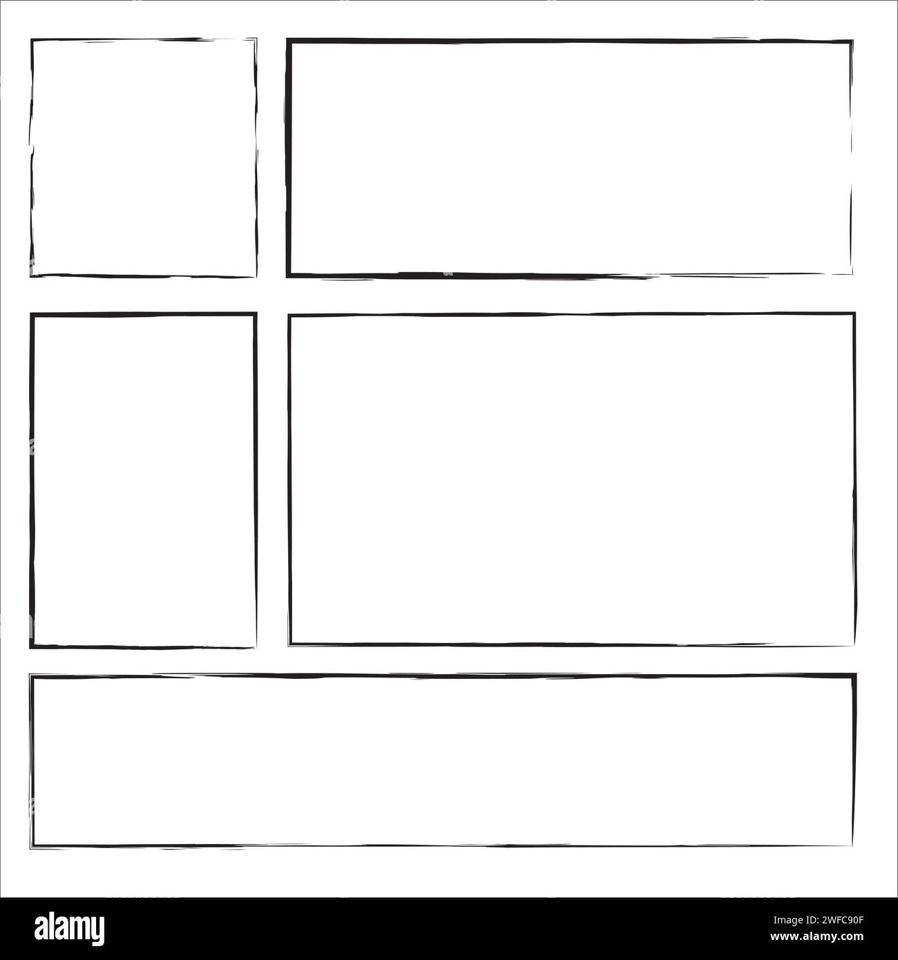 Set of grunge frame. Empty template. Line design. Ink element icon ...