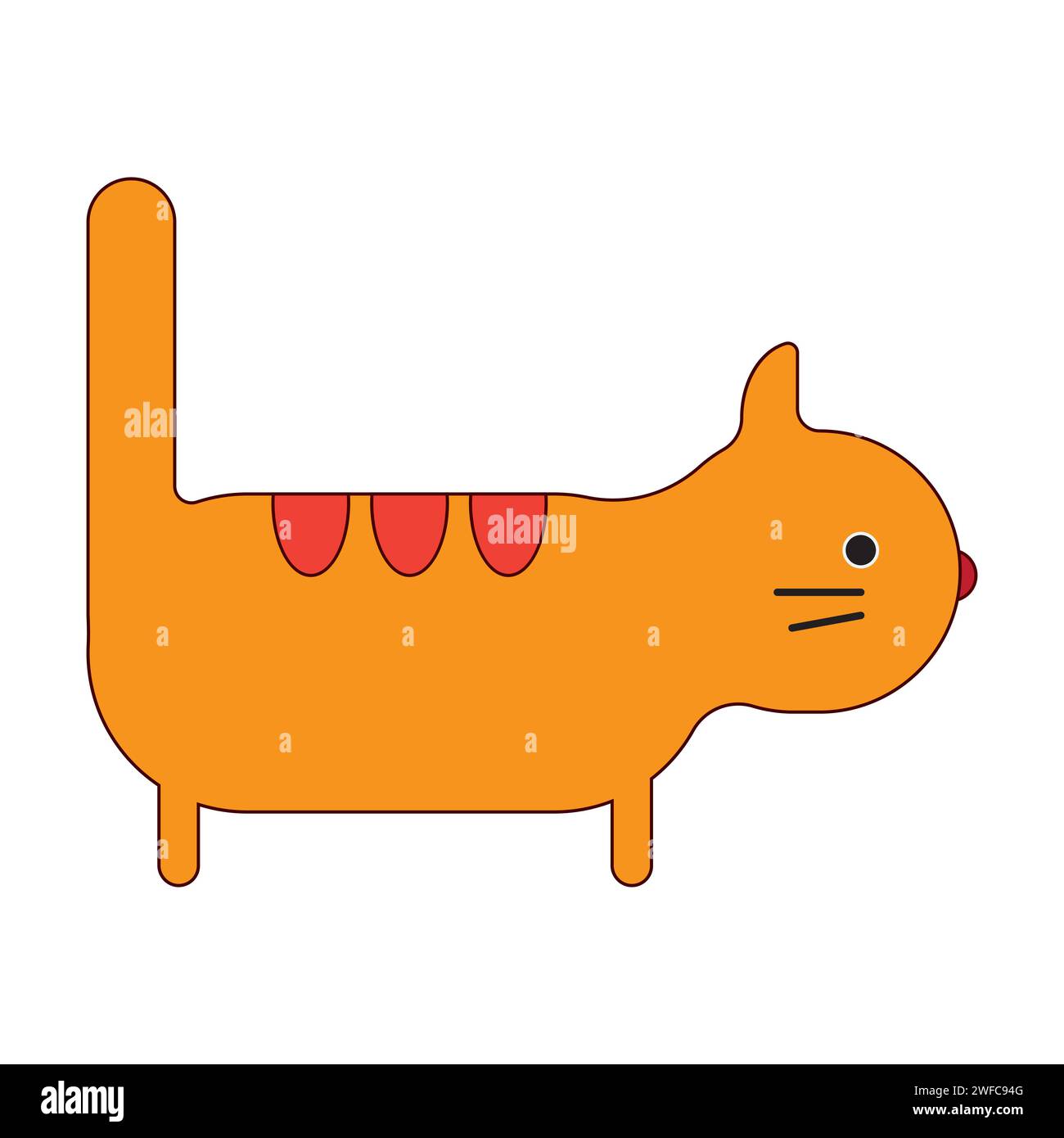 Cartoon illustration with red orange cartoon cat. Funny cat. Smile icon ...