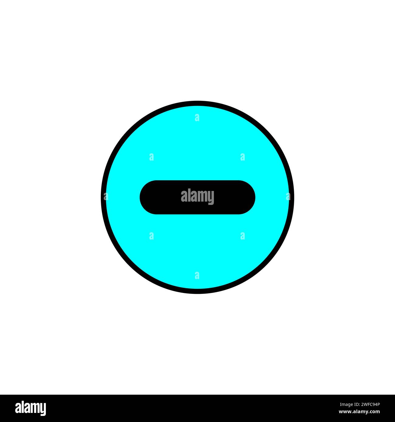 Minus icon. Blue circle. Math symbol. Cartoon design. Creative logo ...